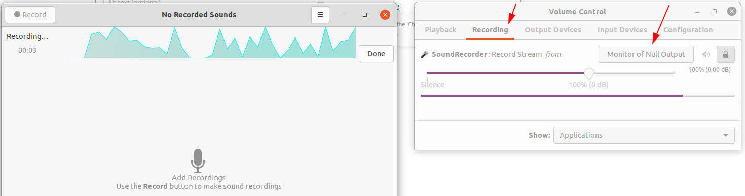 Separate Record Audio From A Source In Ubuntu Memto